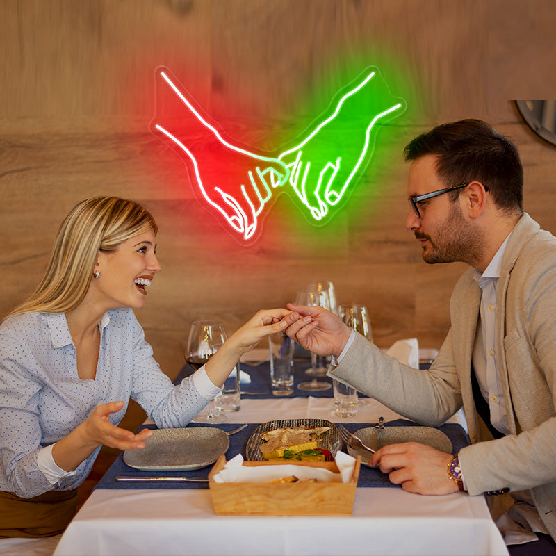Hand in hand neon signs|Custom creative gifts forlover
