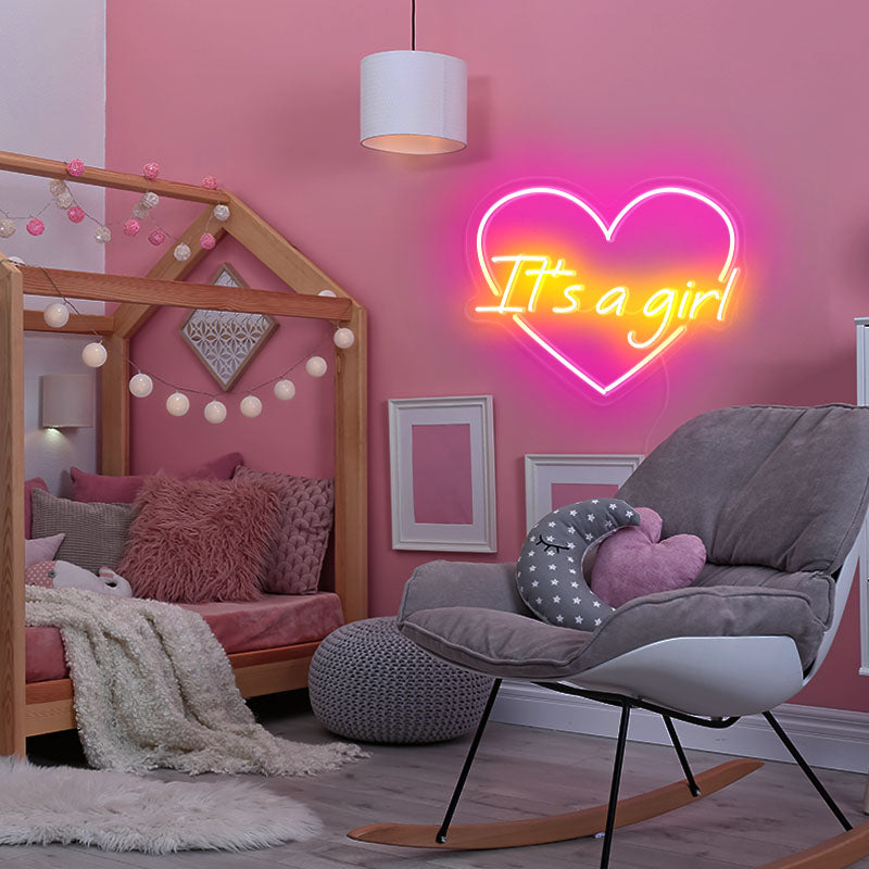 It's a girl heart neon light sign for girl's room|best gift for daughter