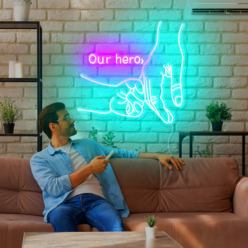 Our Hero Neon Sign |Best gift for dad or our hero